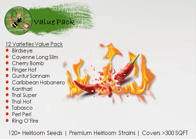 Hot Chilli Peppers Collection Value Pack (12 Varieties) – Inherited Seeds